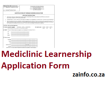 Mediclinic Learnership Registration Form 2025-2026 - Information Portal