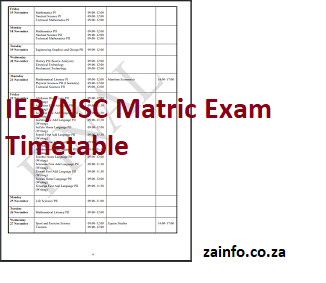 IEB/NSC Matric Exam Timetable 2024 - PDF Download - Information Portal