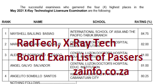 RadTech, X-Ray Tech Board Exam List of Passers 2025-2026 - Information Portal