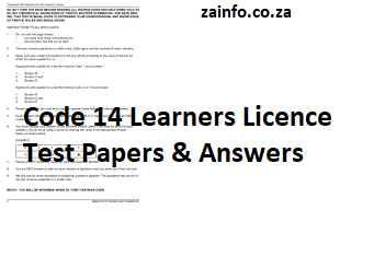 Code 14 Learners Licence Test Papers & Answers -PDF Download ...